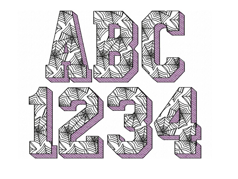 Spiderweb Shadow Font Embroidery Spider's Web Alphabet Halloween Cobweb ...