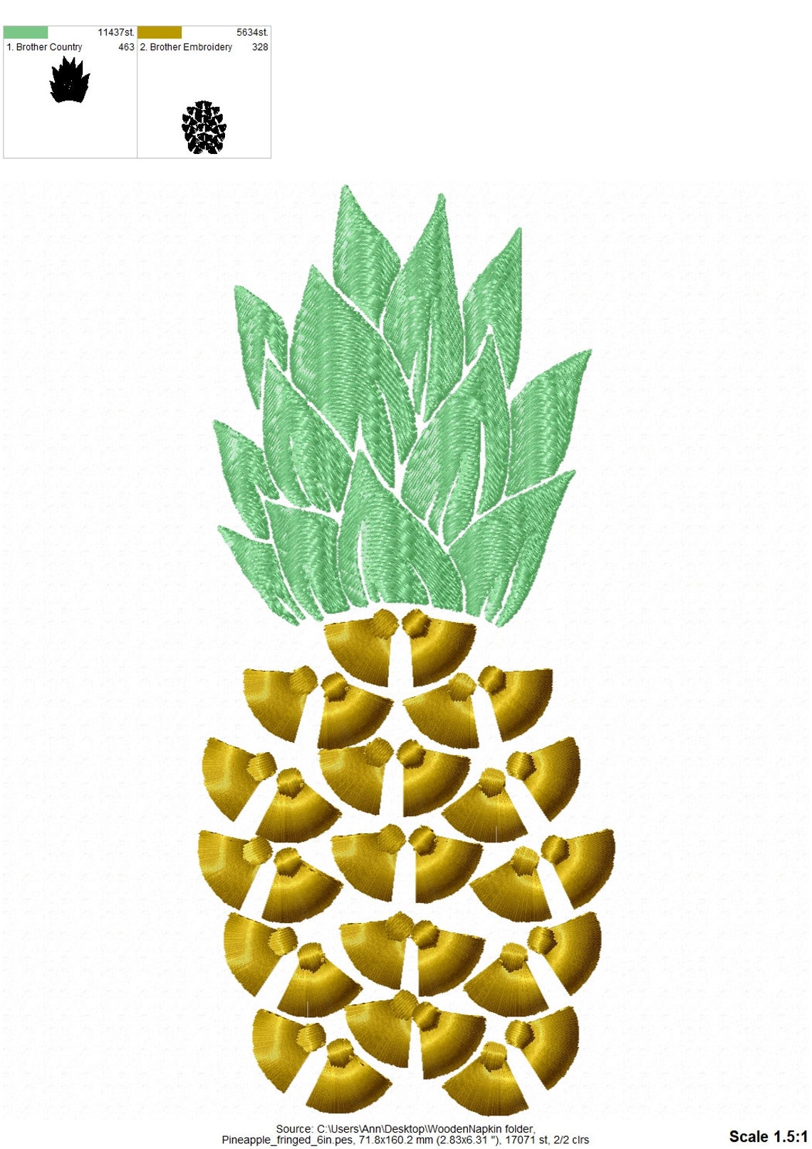Awesome Fringed Pineapple Machine Embroidery Designs Sizes 4 - Etsy