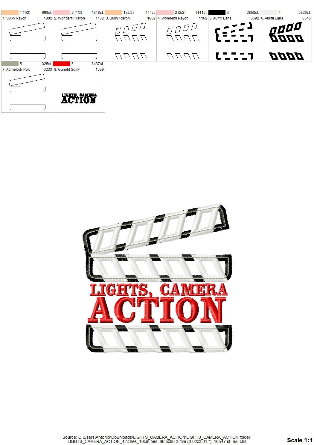 Lights, Camera, Action Movie Maker Applique Machine Embroidery Design ...