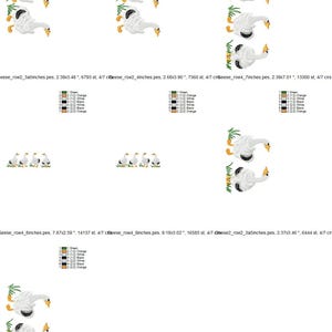 Fuzzy Fluffy Geese Four 4 Geese in a Row Farm Bird Machine Embroidery Designs Awesome Fringed ...