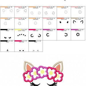 Simply Kitty Face With Shabby Chick Roses Crown Applique Machine ...