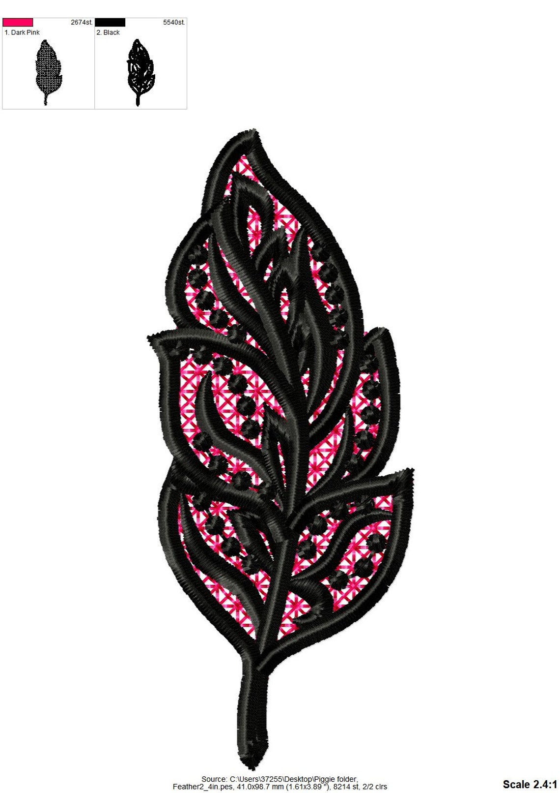 FSL Free Standing Lace Feathers 2 Types Feather Machine Embroidery ...