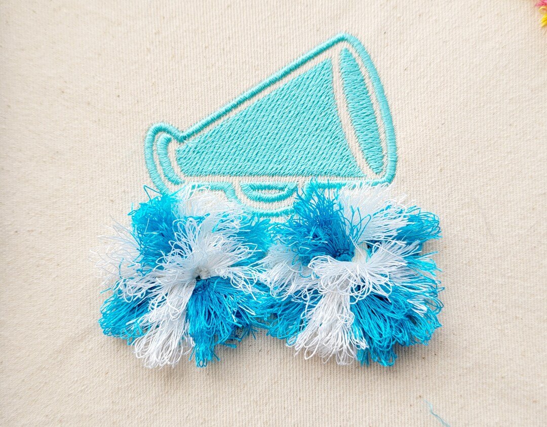 Megaphone Pom Pom Poms Fringed in the Hoop Machine Embroidery Designs ...