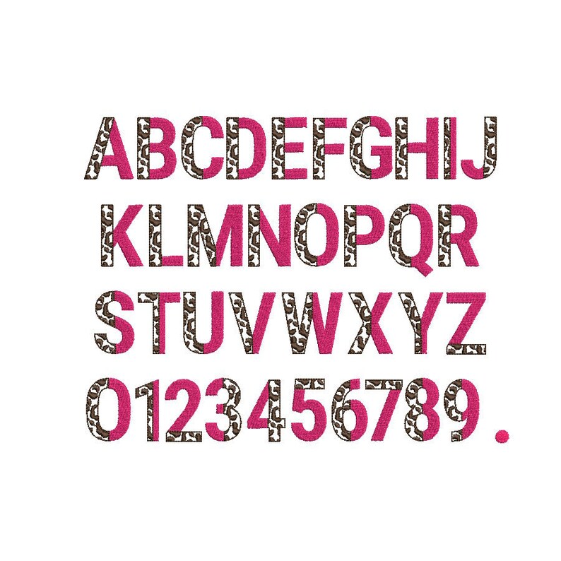 DUOTONE Split Font Leopard Spots and Fill Stitch 2 Color Font Machine ...