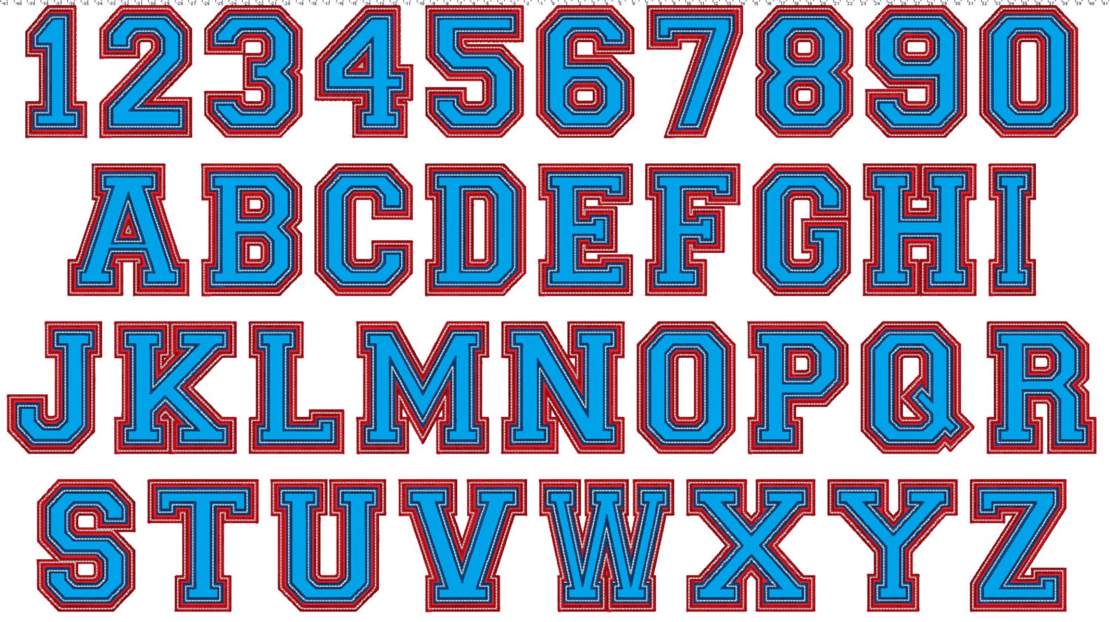 Two Layers Double Applique Athletic Sport High School Team Players FONT ...