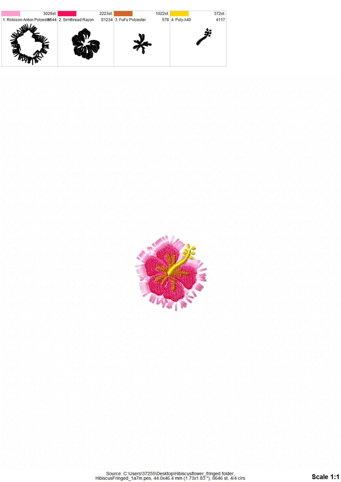 Fringed Fluffy Hibiscus Flower Summer Hawaii Flower Machine Embroidery ...