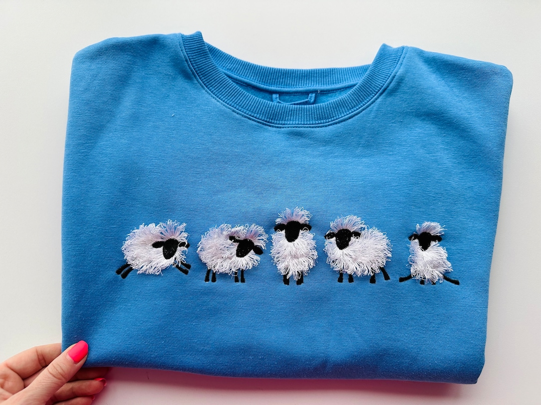 Fuzzy Sheep Lamb SET of 5 Types and 5 Sheep in Row Fringed Machine ...