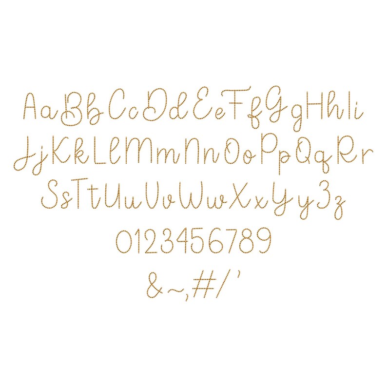 Handwritten Script FONT Honey Bean Alphabet Monogram Raised Bean Stitch ...