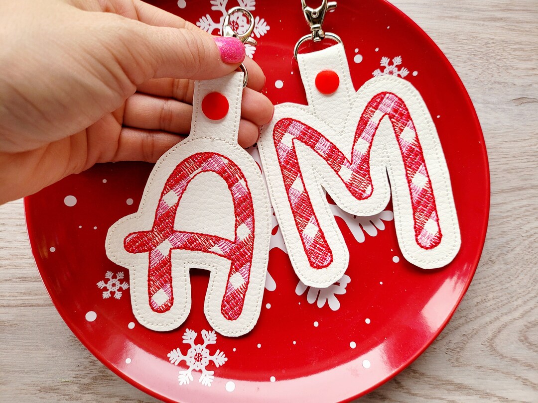 Big Candy Key Fob Snap Tab Gingham Tartan Monogram Letters A-Z and ...