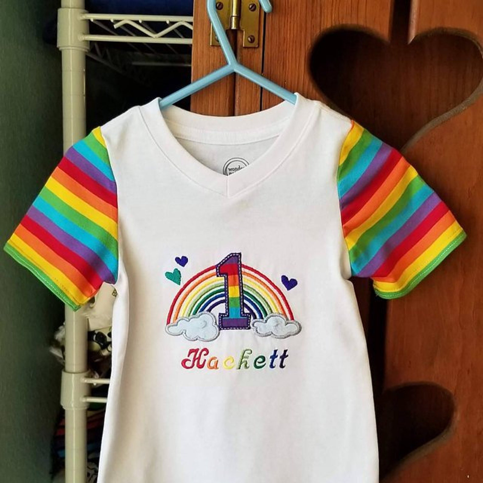 Cute Rainbow Birthday Number 1 ONE only machine embroidery | Etsy