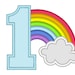 Rainbow in Cloud Birthday Number 1 ONE Machine Embroidery Applique ...