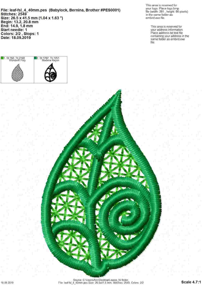 Leaves Mini Accent FSL Freestanding Lace Machine Embroidery Designs in ...