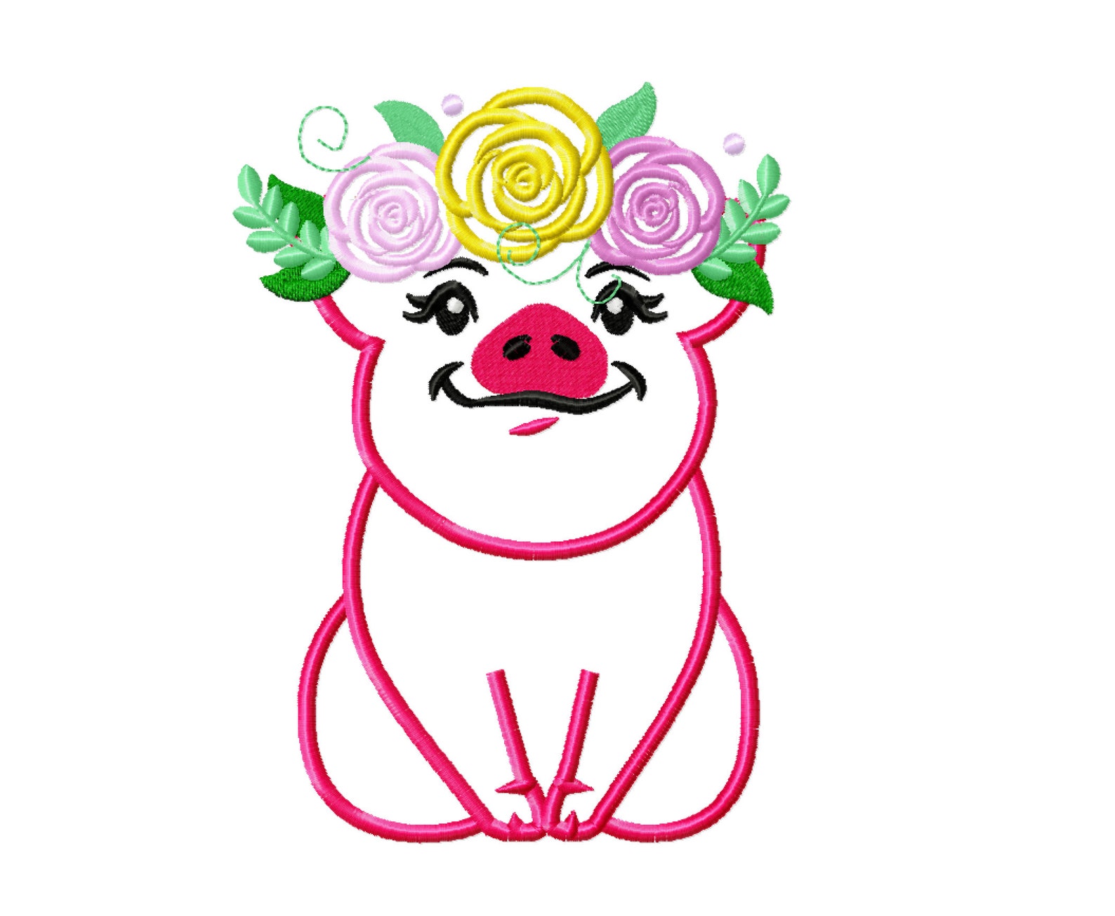 Piggie Pig Roses Floral Crown Awesome Pig Heifer Farm Girl - Etsy