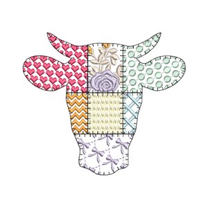Patchwork Cow Head Patterned Cow Face Machine Embroidery Designs Many ...