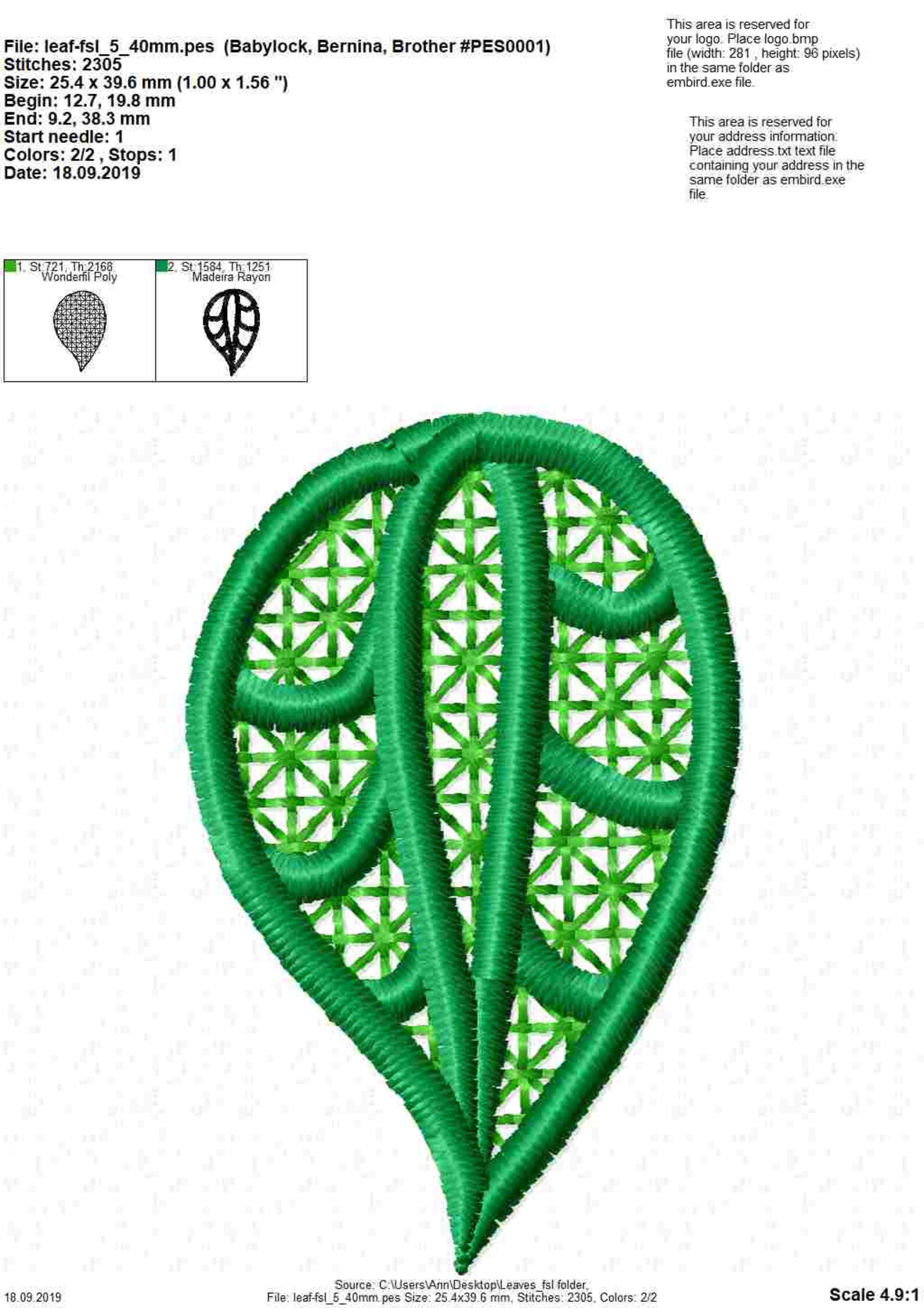 Leaves Mini Accent FSL Freestanding Lace Machine Embroidery Designs in ...