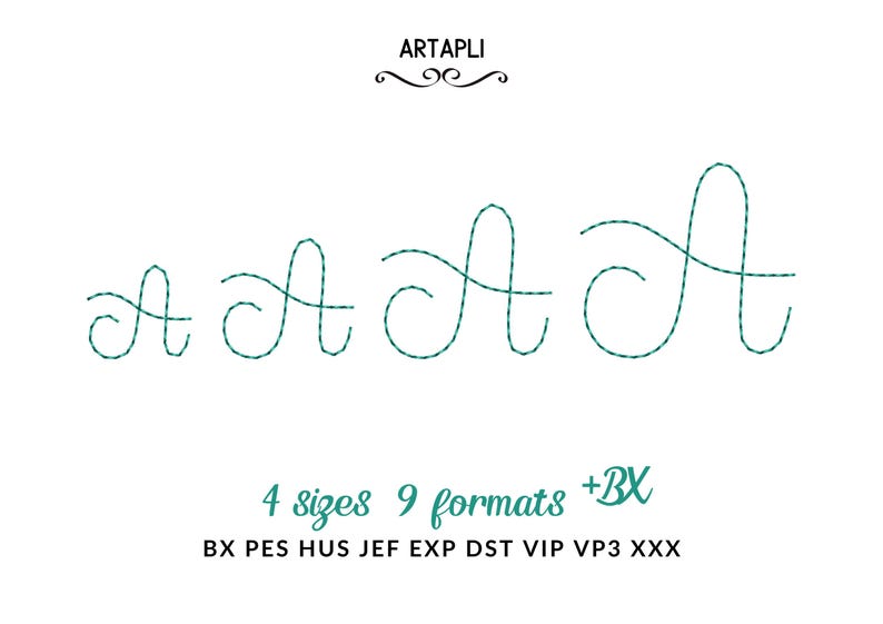 Handwritten Script FONT Buddy Bean Stitch Mini Sizes Alphabet Monogram ...