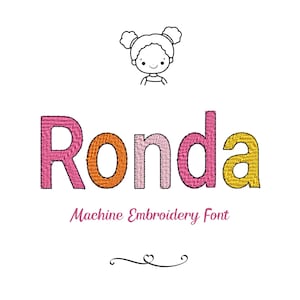 Ronda Font Fill Stitch and Outline Block Font Machine Embroidery ...
