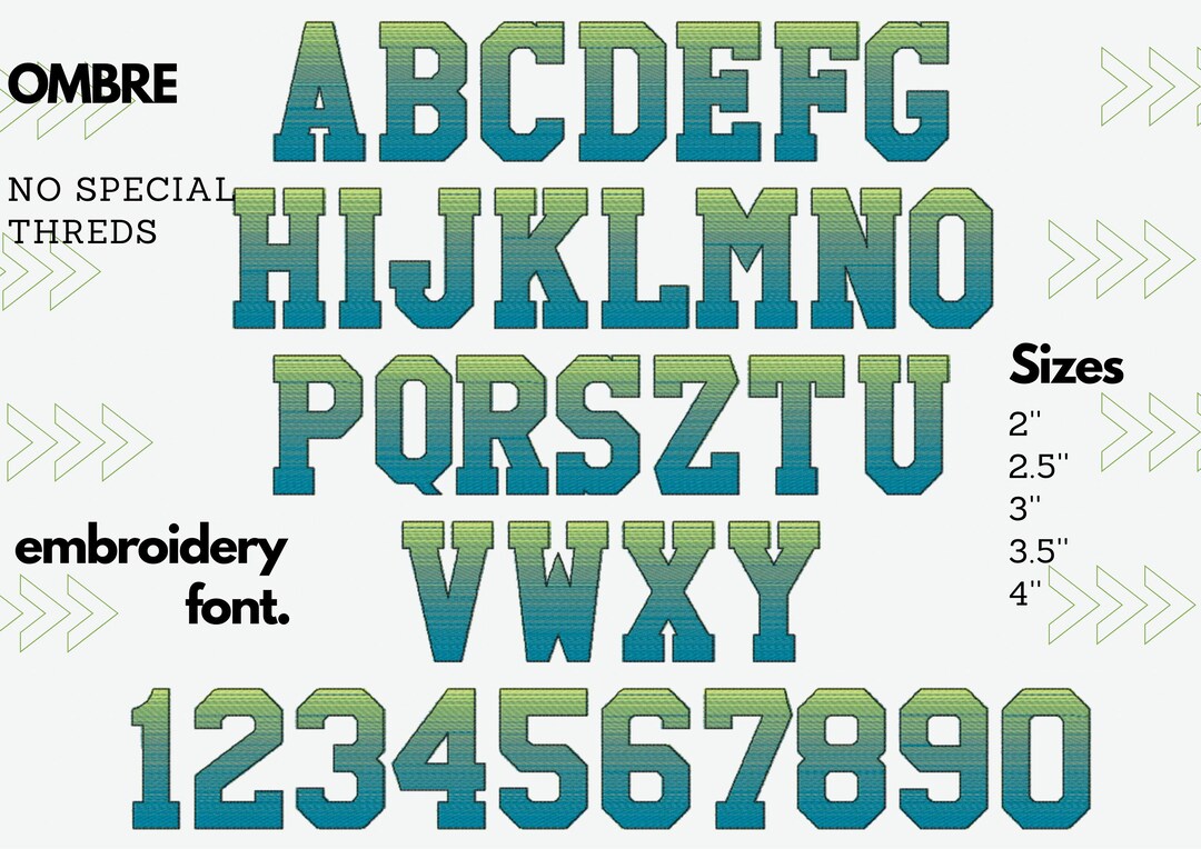 Rainbow Iridescent Ombre Font Embroidery Design 2 Color Monogram ...