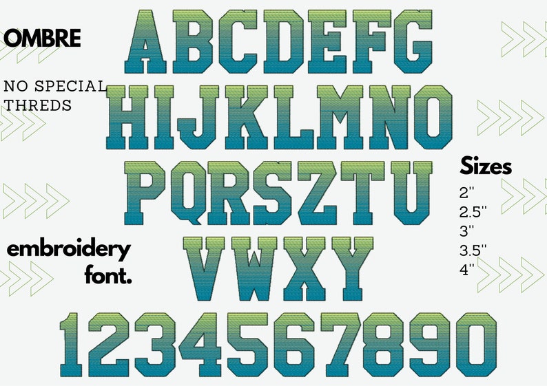 Rainbow Iridescent Ombre Font Embroidery Design 2 Color Monogram ...