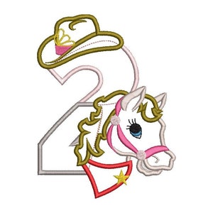 Cowgirl Birthday Number 2 TWO, Only Number 2 Farm Girl Horse Machine ...