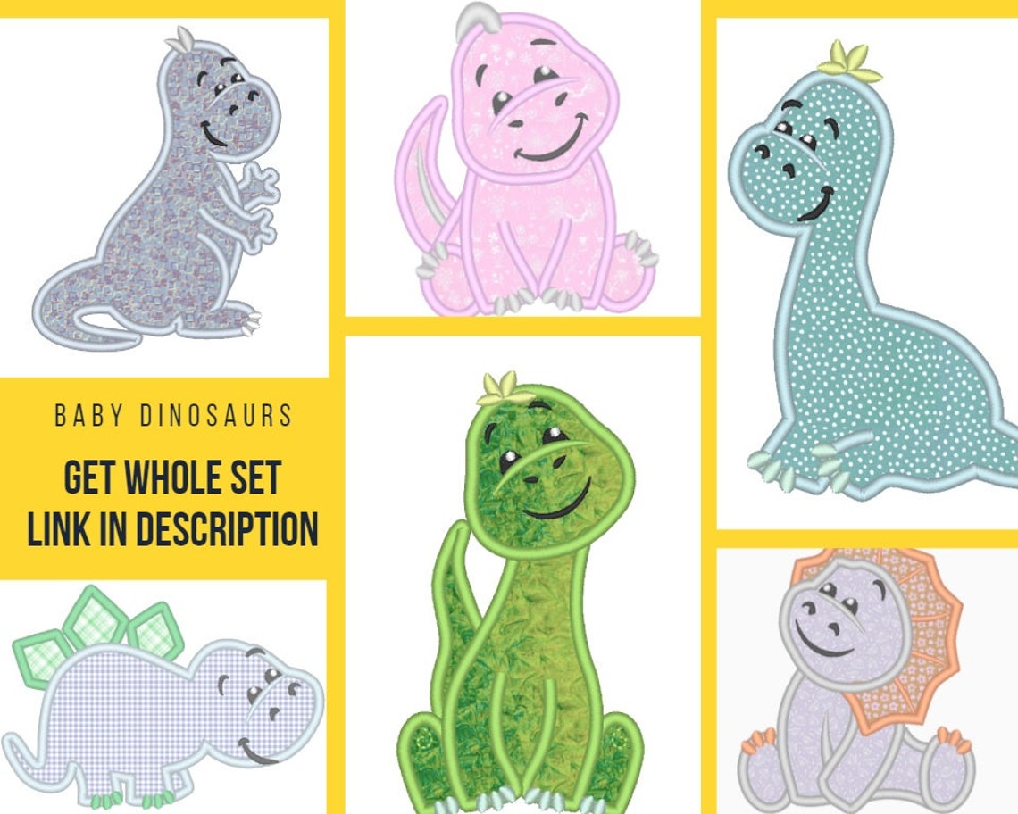 Dinosaur Baby Applique Machine Embroidery Designs for Hoop 4x4 5x7 T ...