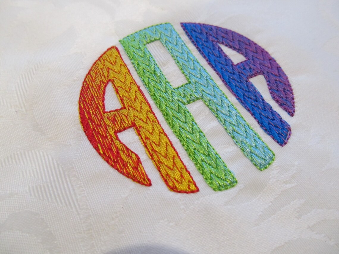 Iridescent Rainbow Chevron Circle Monogram Font Machine - Etsy