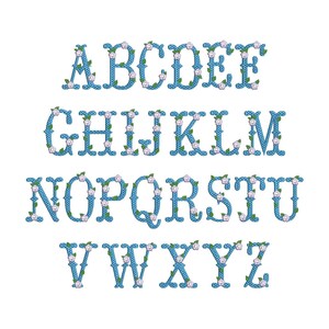 Fishtail Floral Font and Basic Font SET of 2 Alphabet Waffle Stitch ...
