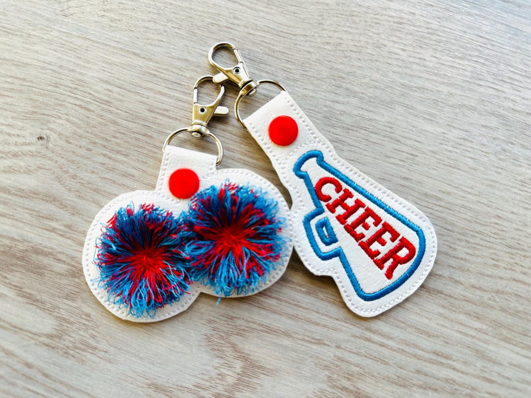 Cheerleader Sports Bag Tag Set of 2 Eyelet and Key Fob Snap Tab ...