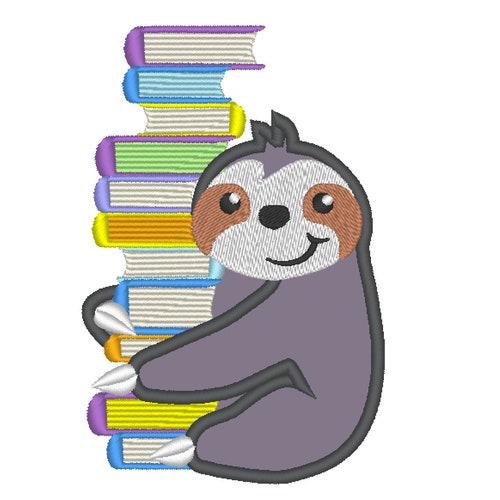 Dinosaur With Stack of Books Machine Embroidery Applique - Etsy