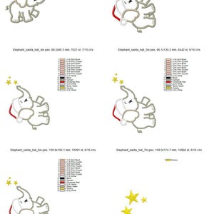 Christmas Little Elephant With Santa Hat Applique Machine Embroidery ...