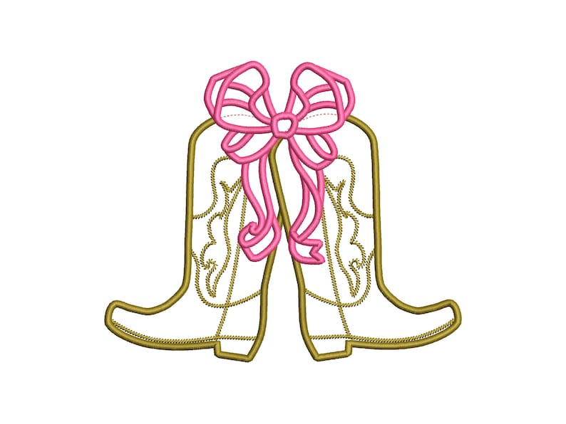 Cowboy Cowgirl Boots and Bow Applique Side Bow Split Seam Machine ...