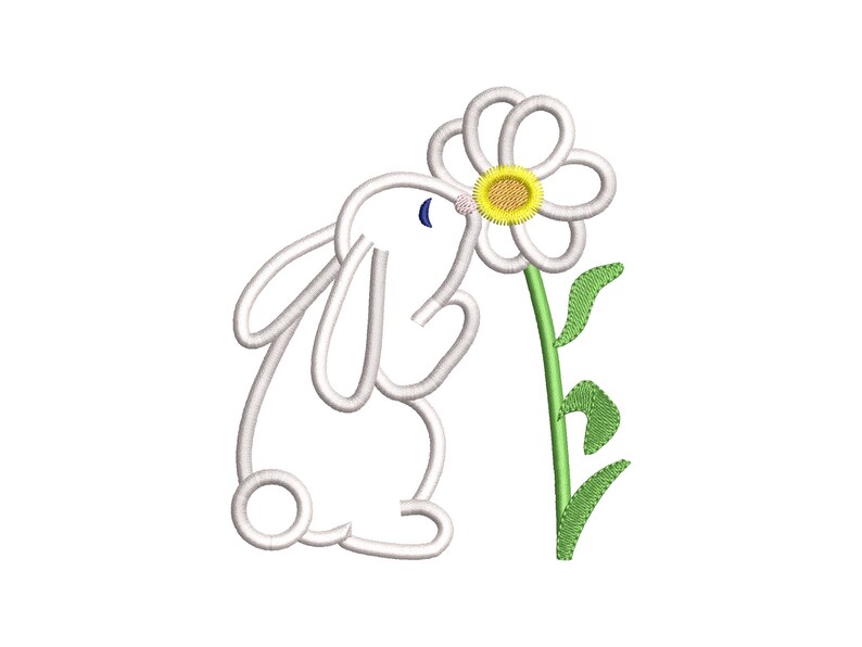 Cute Little Easter Bunny With Flower Side Seam Cutout Side Bow Applique ...