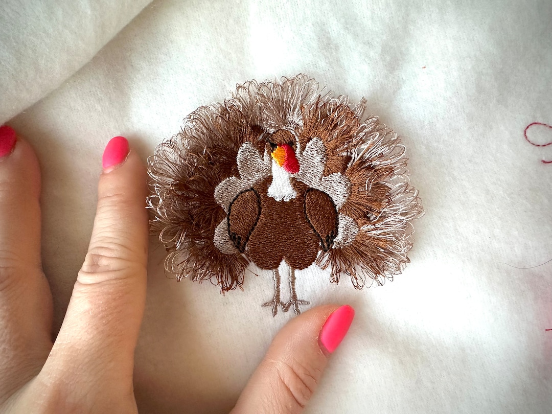 MINI Fringed Turkey Thanksgiving Fluffy Thanks Fall Machine Embroidery ...