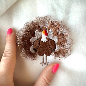MINI Fringed Turkey Thanksgiving Fluffy Thanks Fall Machine Embroidery ...