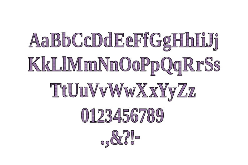 Block Striped Font Satin Stitch Alphabet Monogram Letters Numbers ...