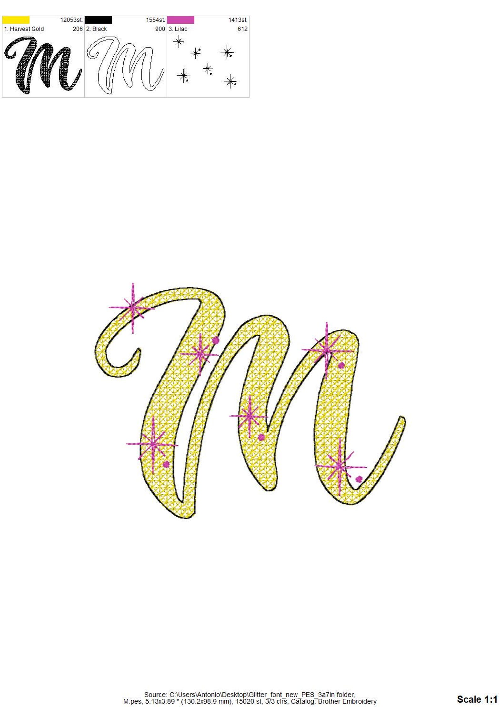 Glitter Sparkling FONT Night Starry Sky Alphabet Kids Girl Princess ...