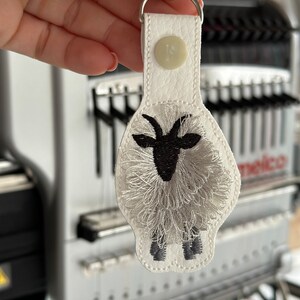 Fringed Goat Key Fob Snap Tab SET of 2 Fluffy Goat Keychain in the Hoop ...