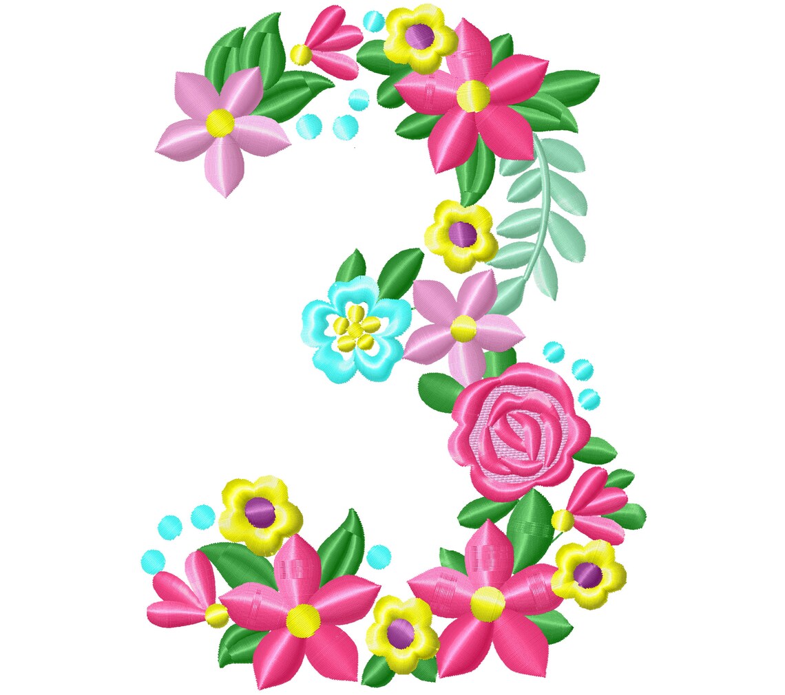 Floral Letter Birthday Number THREE Flowers Liberty Fashioned Flowers ...