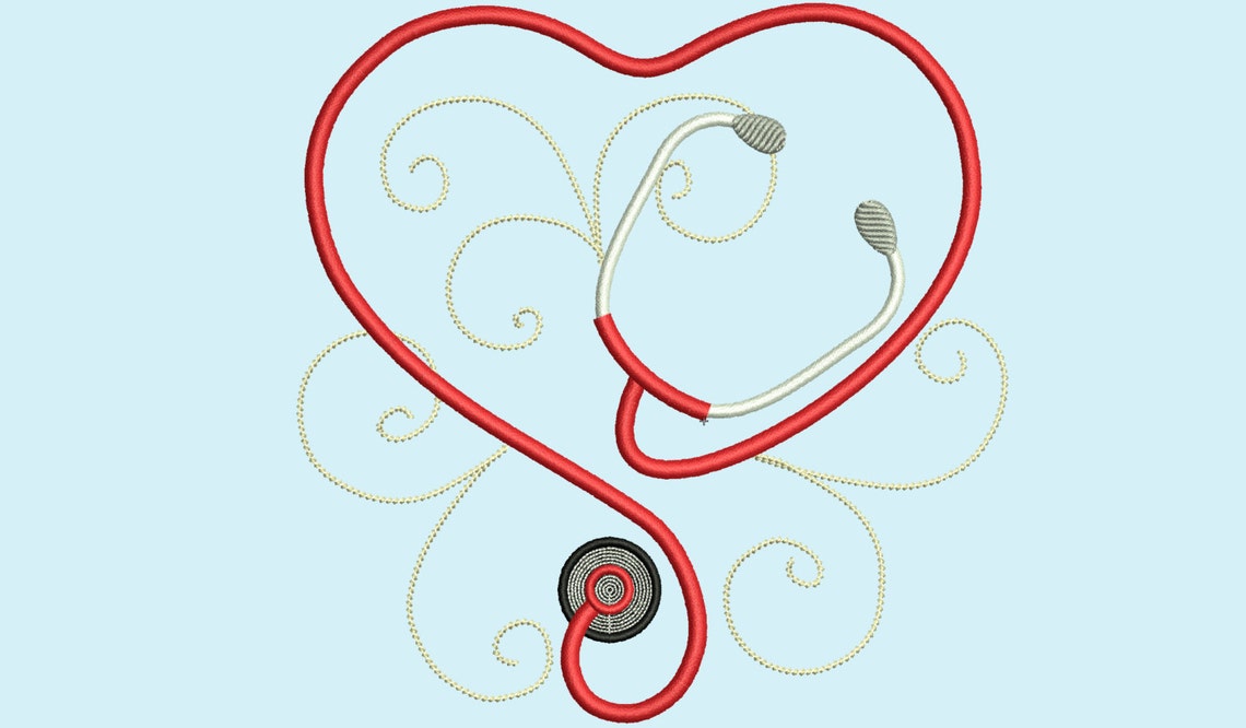 Stethoscope Embroidery, Doctor and Nurse Stethoscope Heart, Heartbeat ...