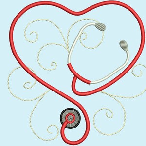Stethoscope Embroidery, Doctor and Nurse Stethoscope Heart, Heartbeat ...