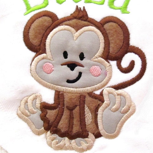 Rippled Little Monkey Machine Embroidery Designs Instant - Etsy