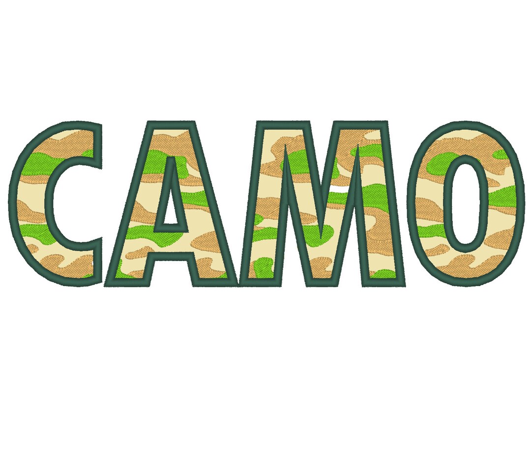 Camo CAMOUFLAGE Font Machine Embroidery Applique Designs - Cps, Letters ...