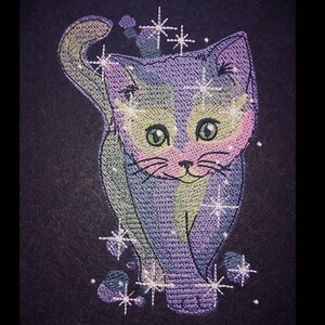 Galaxy Cat , Sparkling Stars Cat Embroidery Designs, Rainbow Embroidery ...