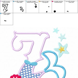Mermaid Tail Birthday Number, Mermaid Number SEVEN 7 Applique, Mermaid ...