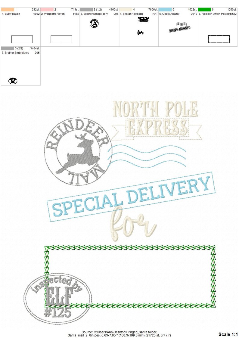 Santa Mail Reindeer Express Christmas Sack Stamps Machine Embroidery ...