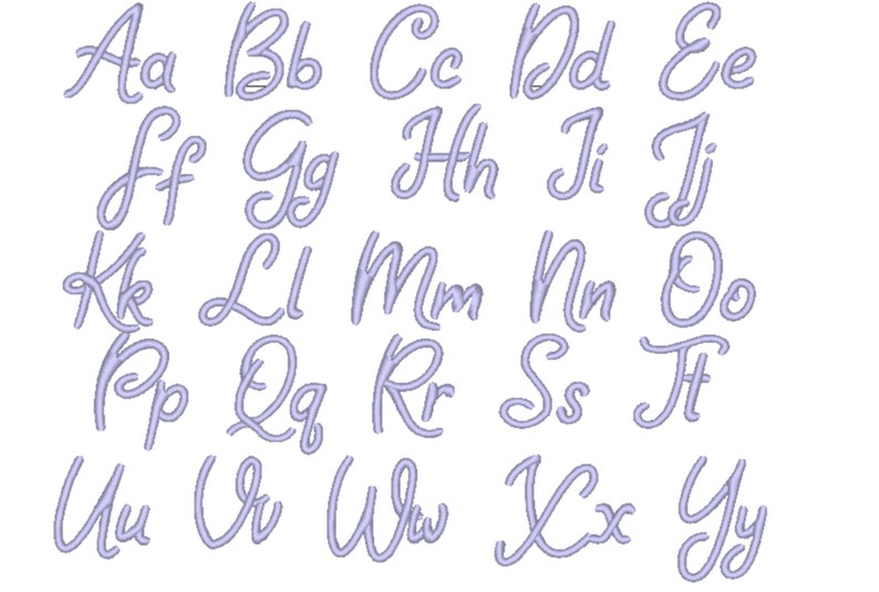 Handwriting Satin Curly Cute Font Machine Embroidery Designs | Etsy