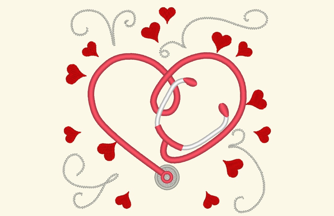 Stethoscope Embroidery, Doctor and Nurse Stethoscope Heart, Heartbeat ...