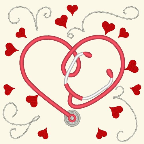 Stethoscope Embroidery Doctor and Nurse Stethoscope Heart - Etsy