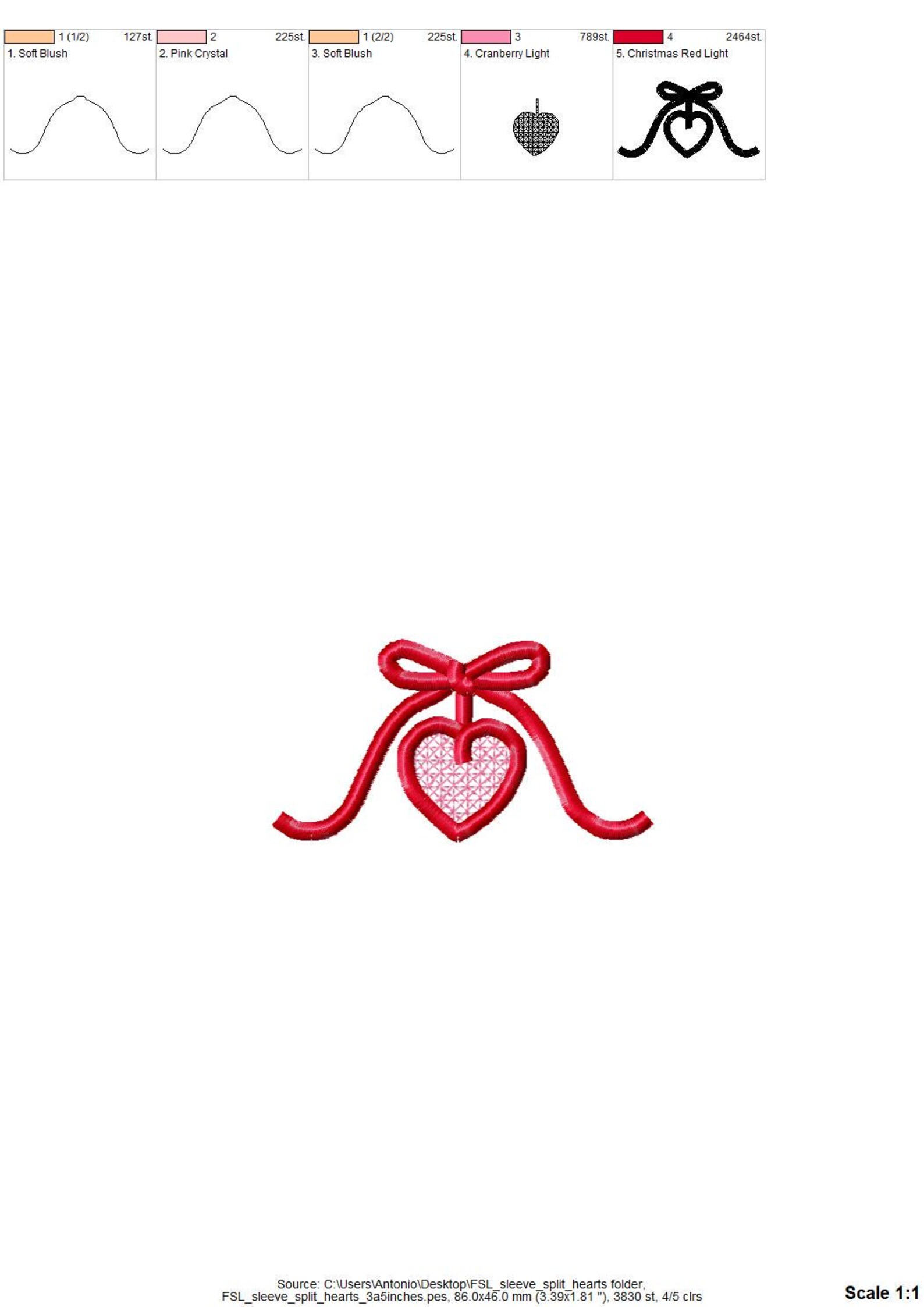 Valentine Heart FSL Split Seam Side Bow Machine Embroidery Designs ...