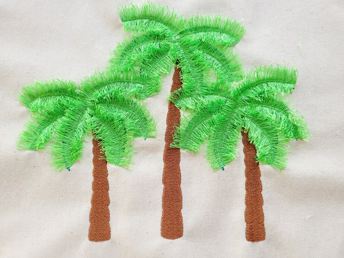Three Palms in a Row Fluffy Chenille Leaves Machine Embroidery Designs ...